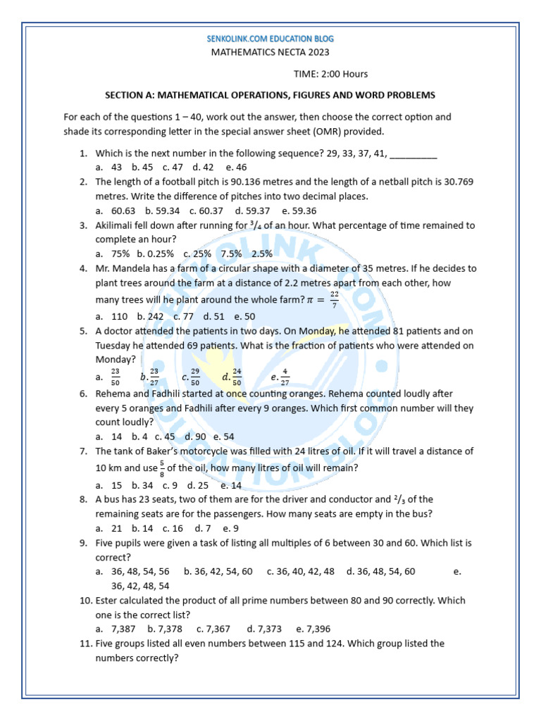 Std-7-Necta 2023 | PDF | Moon | Troposphere