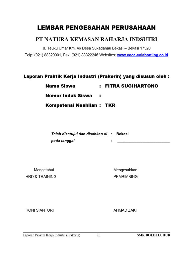 3 Llembar Pengesahan Perusahaan - Fitra | PDF | Bisnis