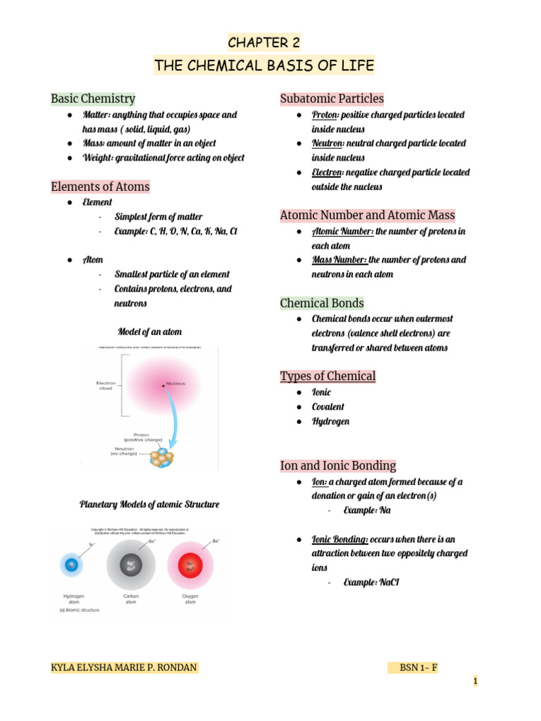 Anaphy Chapter 2 | PDF | Chemical Bond | Ion