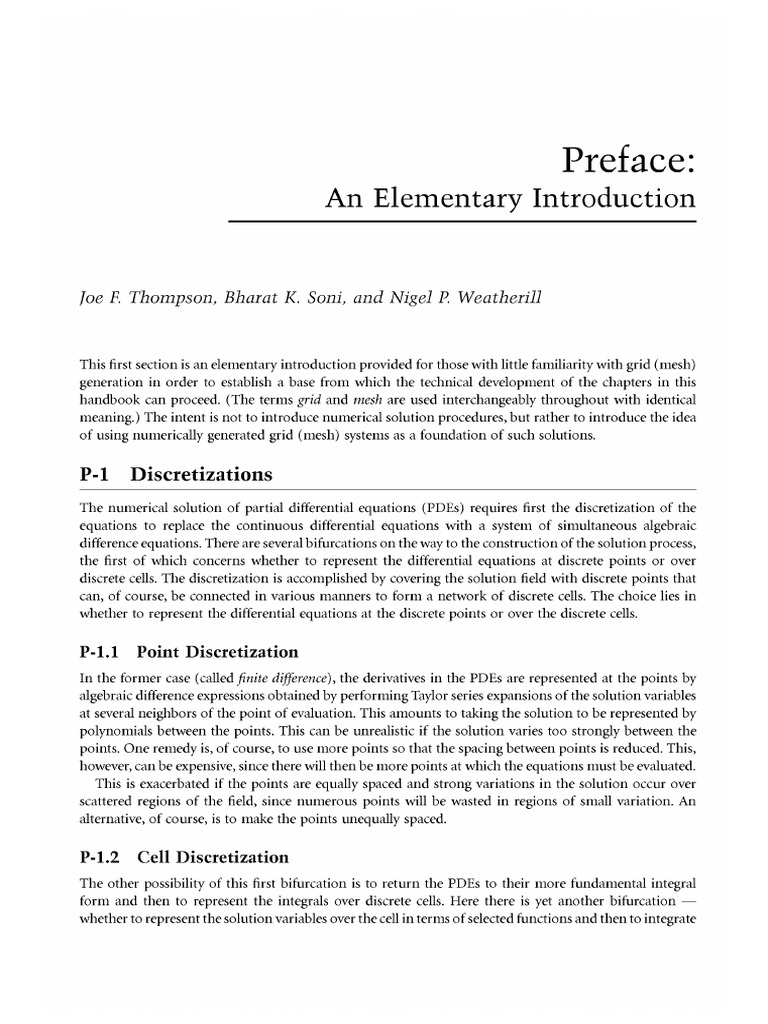 Handbook of Grid Generation Preface | PDF Handbook of Grid Generation Preface | PDF