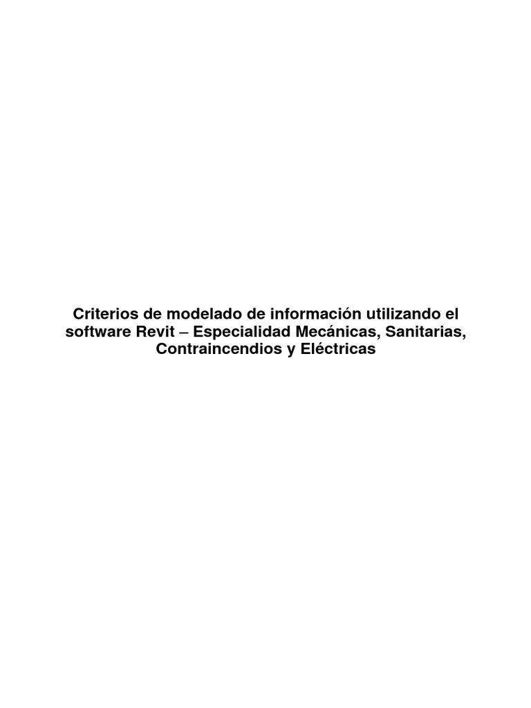 Criterios Modelado Inf. Con Revit - Es'. Mecanicas, Sanitarias, Contraincendio y Electricas | PDF