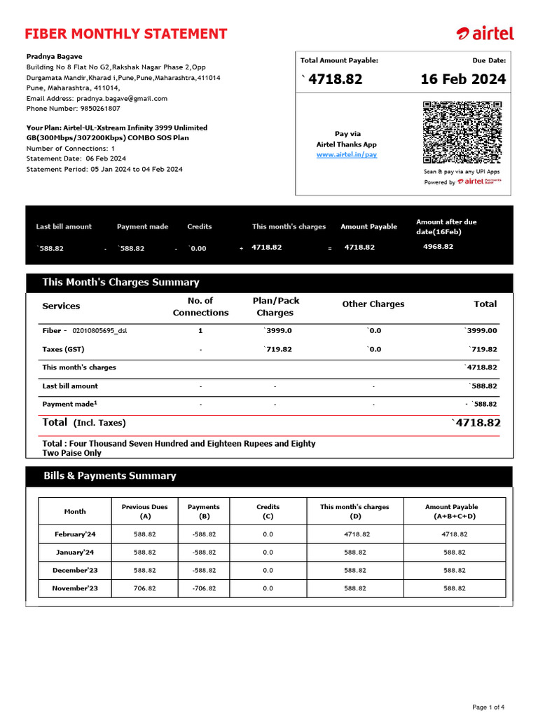 Wifi Bill | PDF | Payments | Credit Card