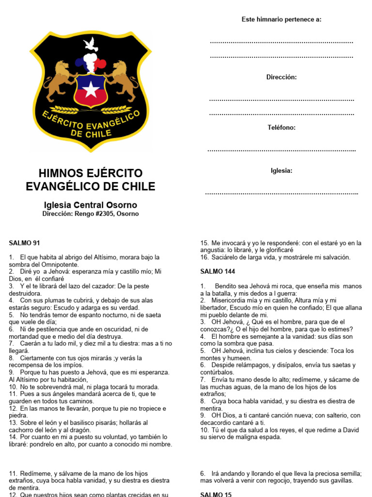 Himnario del Ejército Evangélico de Chile | PDF | Oración | Jesús