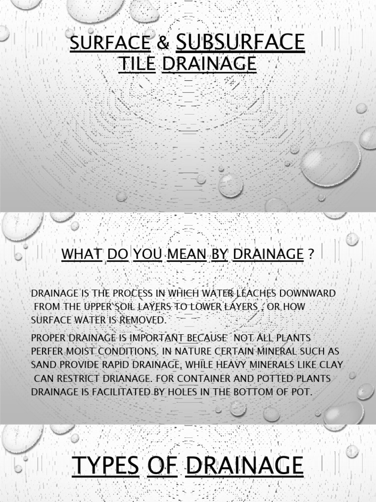 Surface vs. Subsurface Drainage Systems | PDF | Drainage | Environment