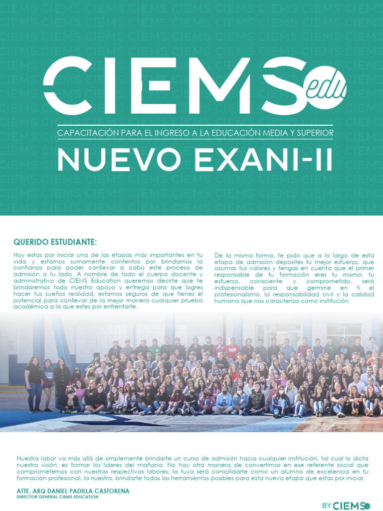 Información Exani II Ciems 2024 | PDF