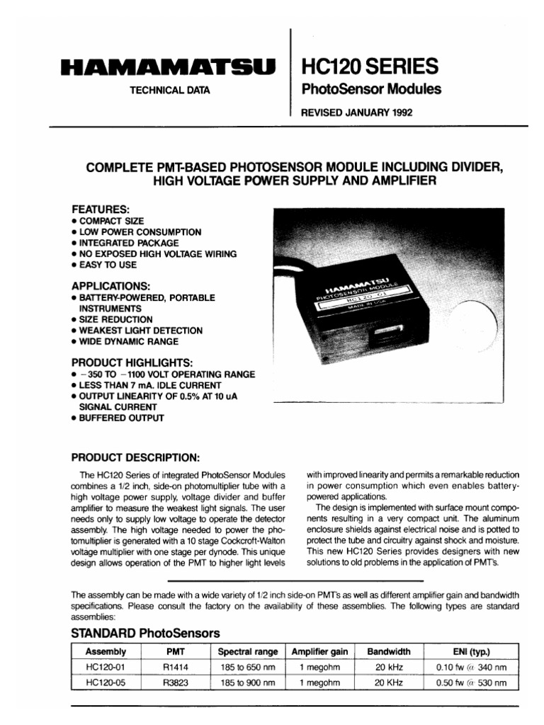 Hamamatsu Hc120 Series | PDF