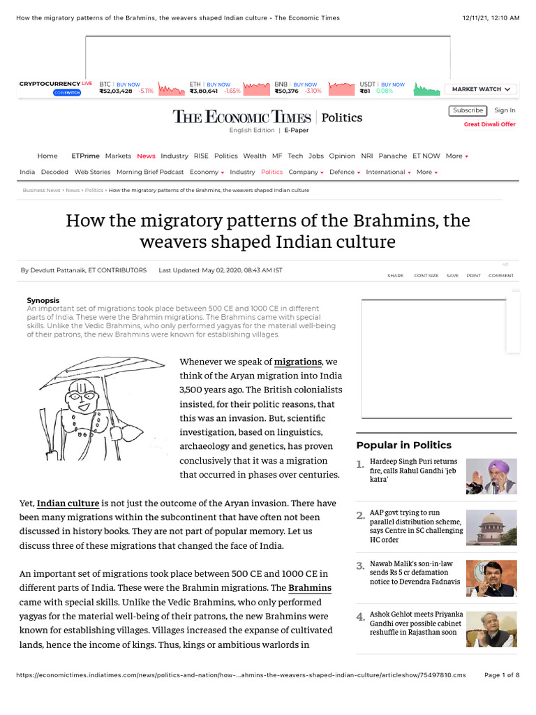 Brahmin Migration's Cultural Impact | PDF | Textiles
