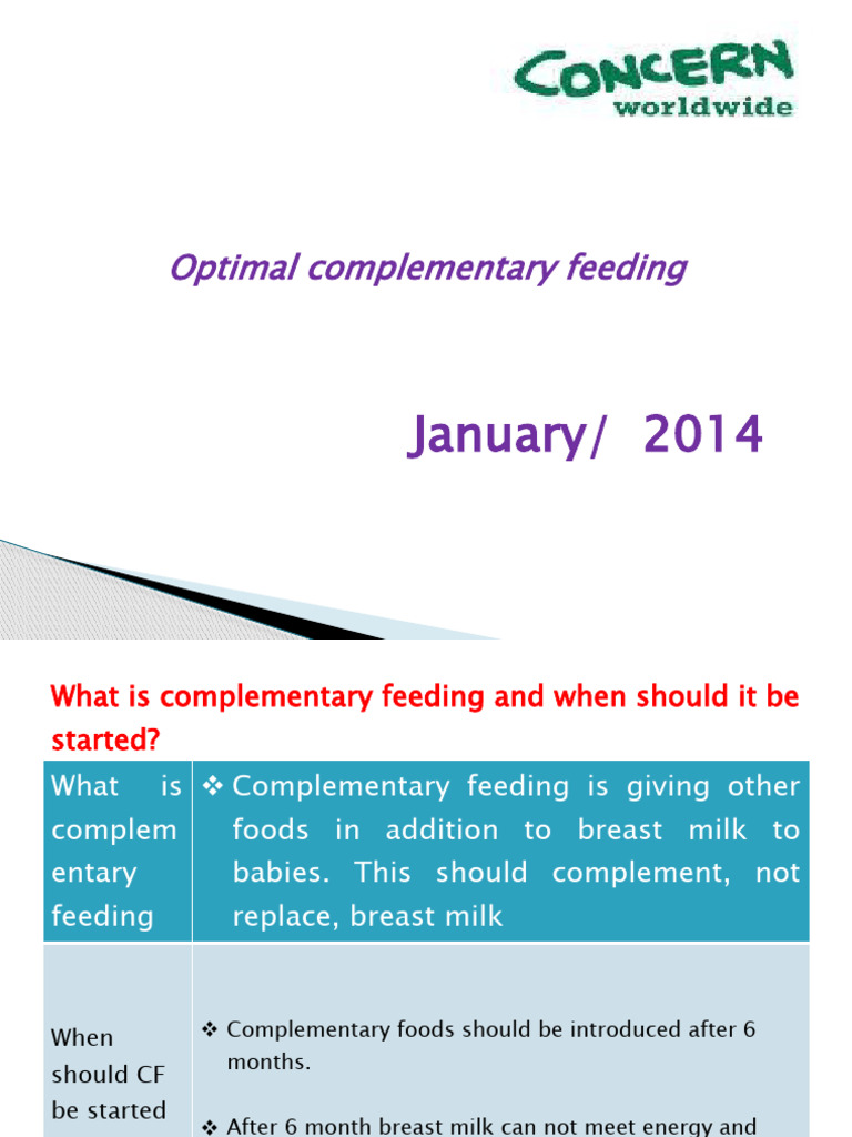 Optimal Complementary Feeding Guidelines | PDF