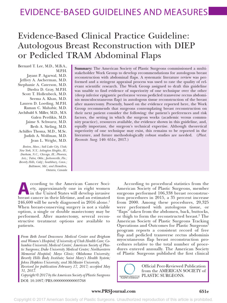 Guideline 2017 Autologous Breast Reconstruction | PDF | Surgery | Mastectomy
