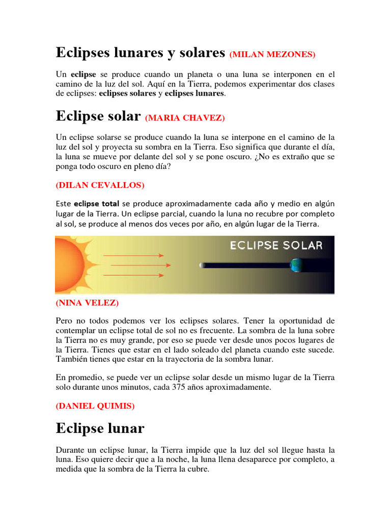 Eclipses Lunares y Solares CCNN | PDF | Luna | Tierra