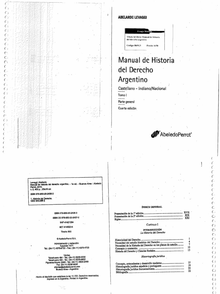 LEVAGGI. Manual de Historia Del Derecho | PDF