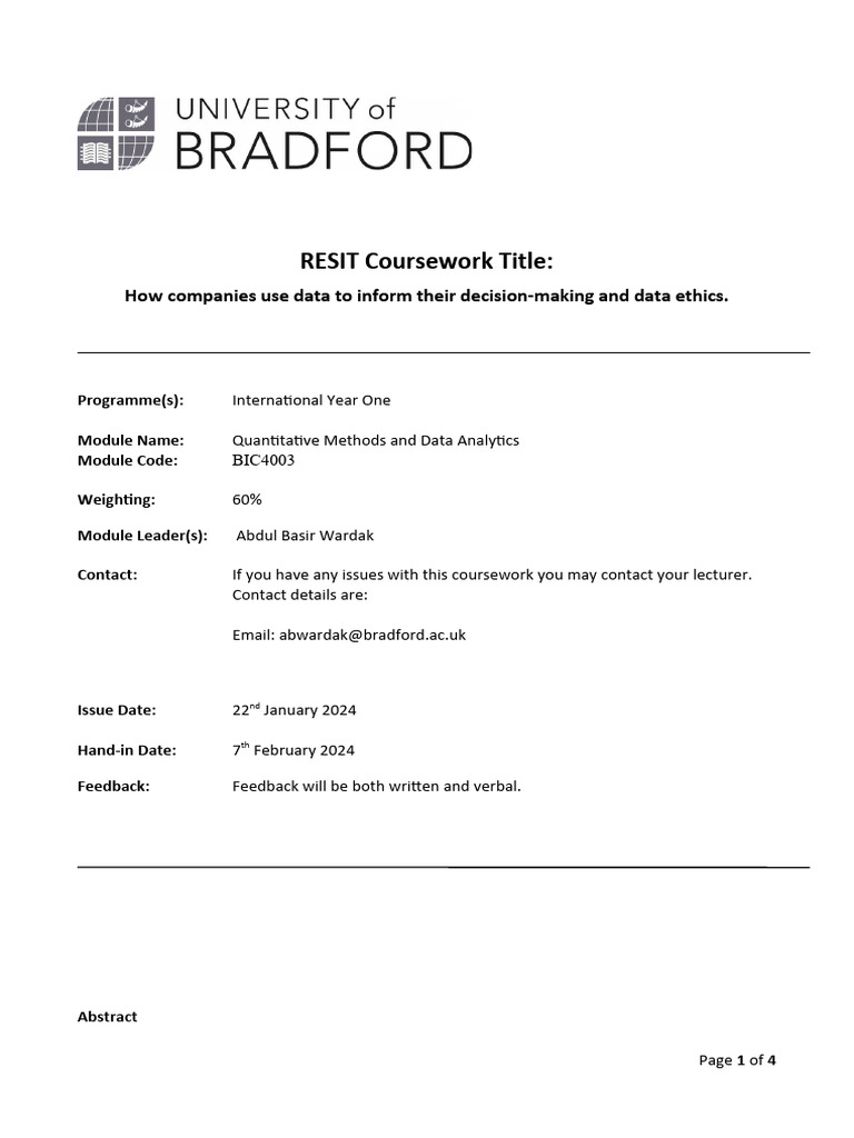 BIC4003 - RESIT Final Assignment (002) - 23.24 Term 1 | PDF | Plagiarism | Understanding
