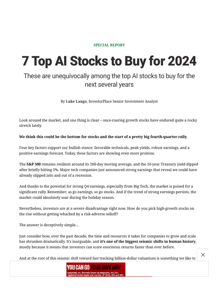 7 Top AI Stocks To Buy For 2024 - InvestorPlace | PDF | Intelligence ...