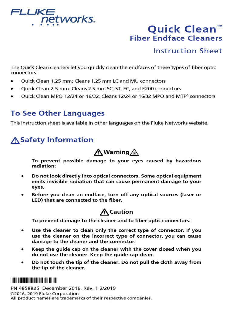 Quick Clean: Instruction Sheet | PDF