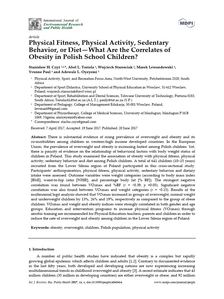 Physical Fitness Physical Activity Sedentary Behav | PDF | Obesity ...