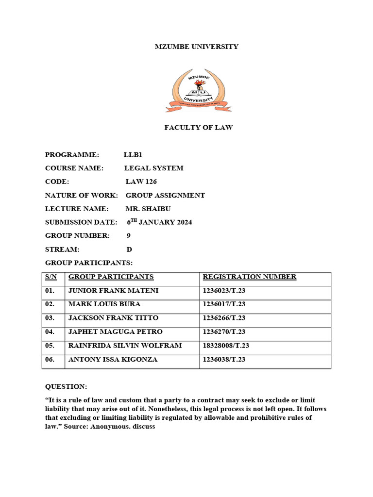 Contract Group Work | PDF | Damages | Breach Of Contract