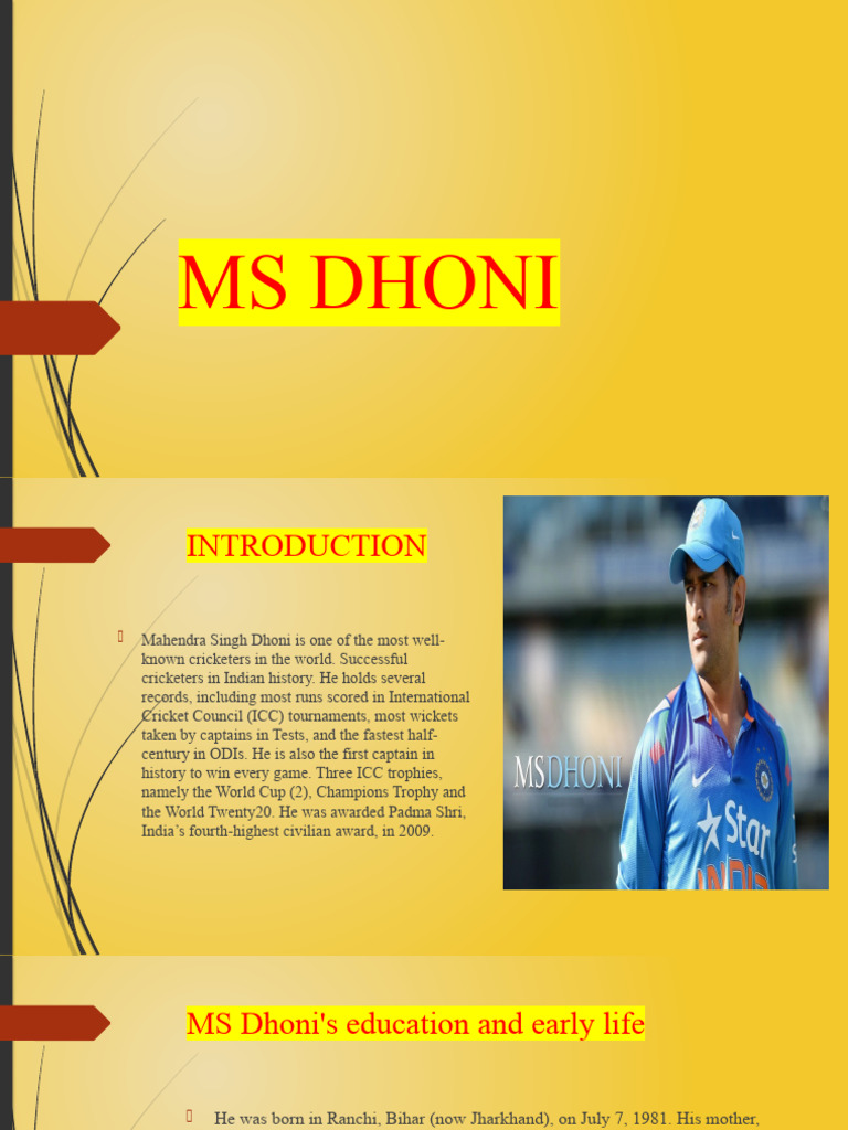 MS Dhoni | PDF | Cricket Competitions | Athletic Sports