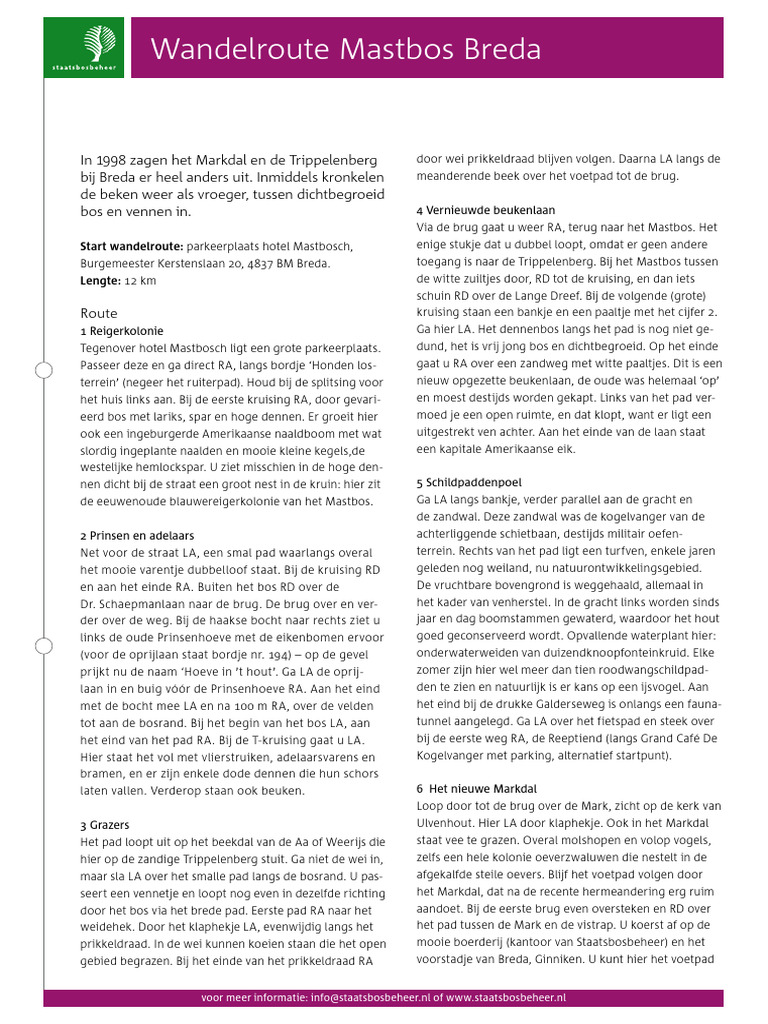 Wandelroute Mastbos 12 KM | PDF