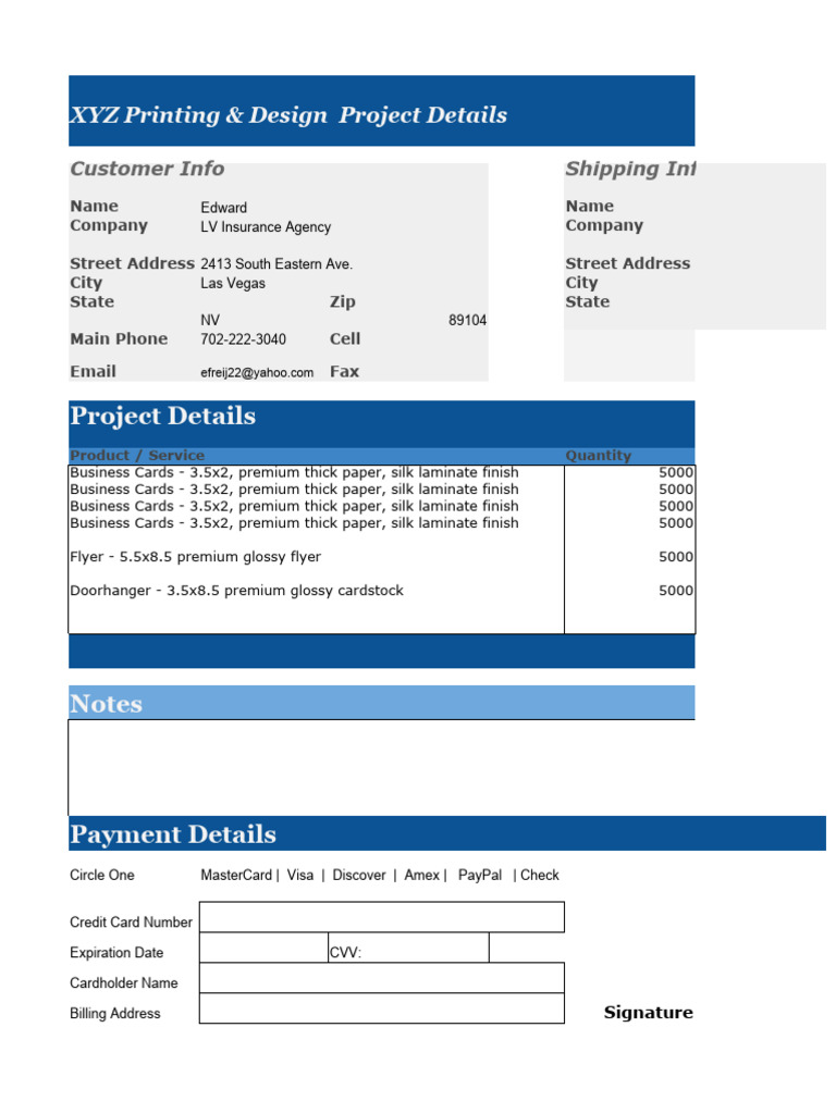 Print Quote Template | PDF | Credit Card | Service Industries