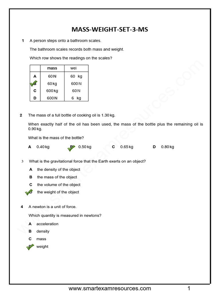 1.3.2 Mass Weight Set 3 Ms | PDF | Weight | Mass