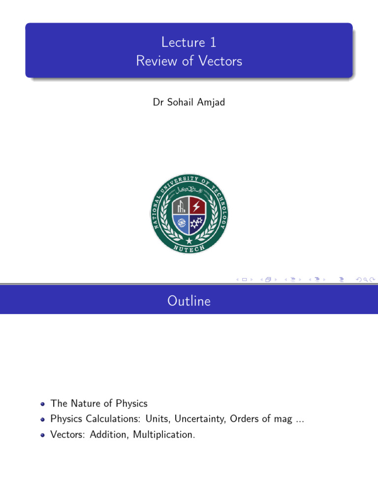 Lecture 1 Vectors | PDF | Euclidean Vector | Speed