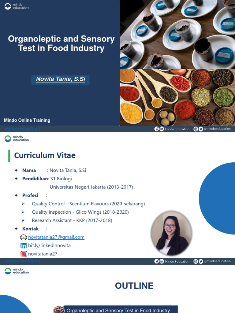 Organoleptic and Sensory Test in Food Industry - Novita Tania | PDF