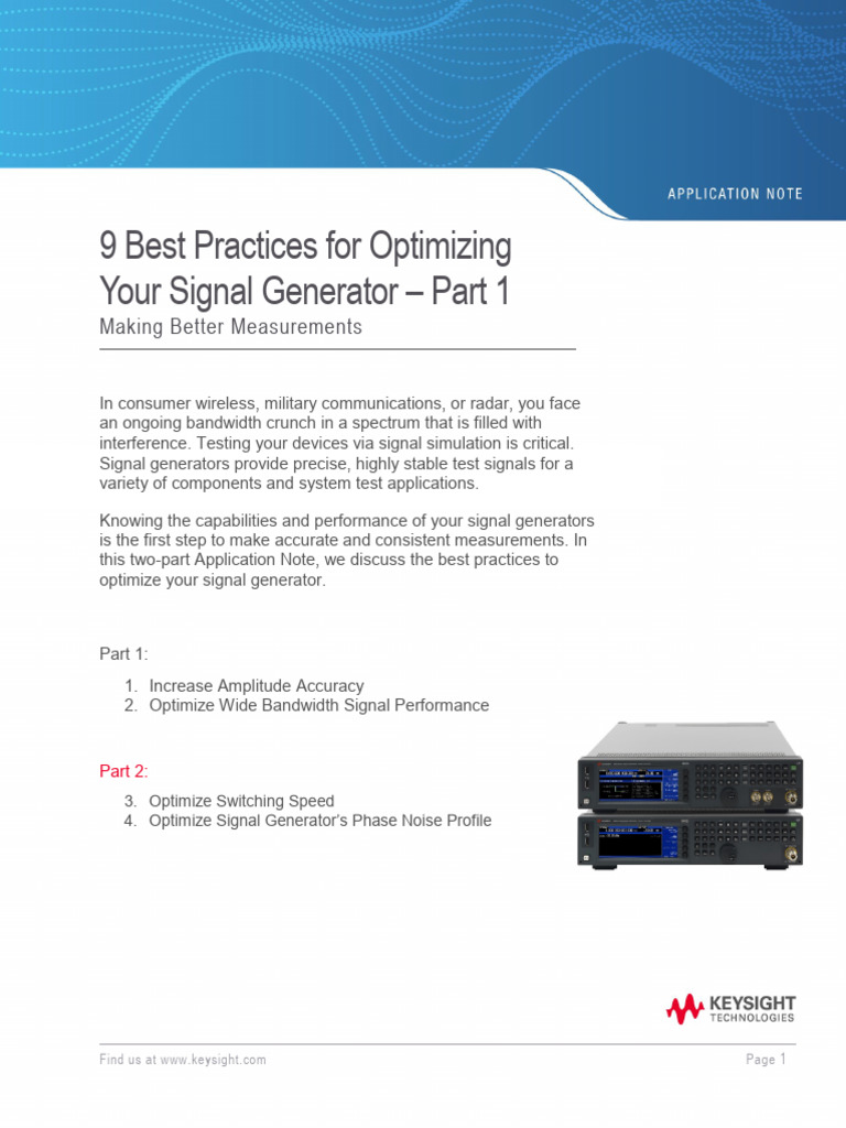 Best Practices For Optimizing Your Signal Generator - Part 1 | PDF | Bandwidth (Signal ...