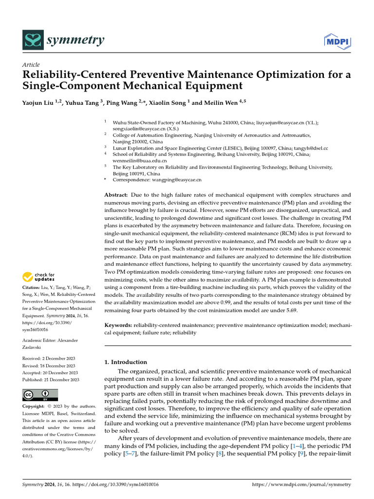 Optimizacion Mantenimiento Preventivo y Fallas | Download Free PDF | Reliability Engineering ...