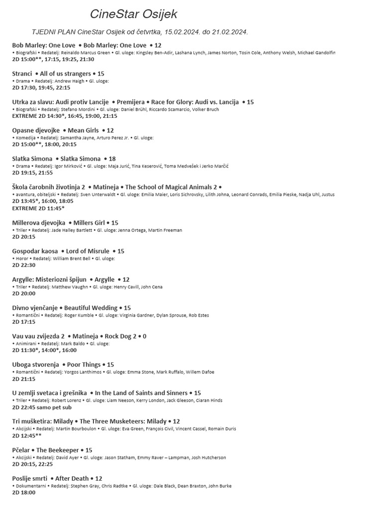 CineStar Osijek 15.02.2024 | PDF