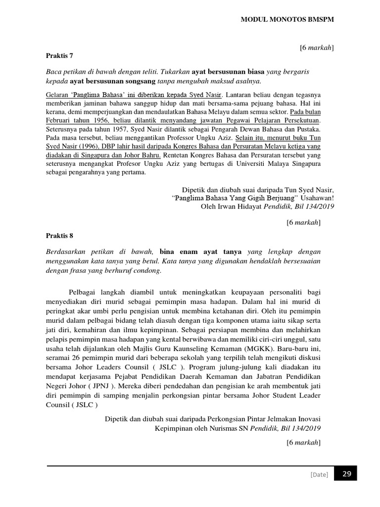 Soalan Sintaksis F4 | PDF