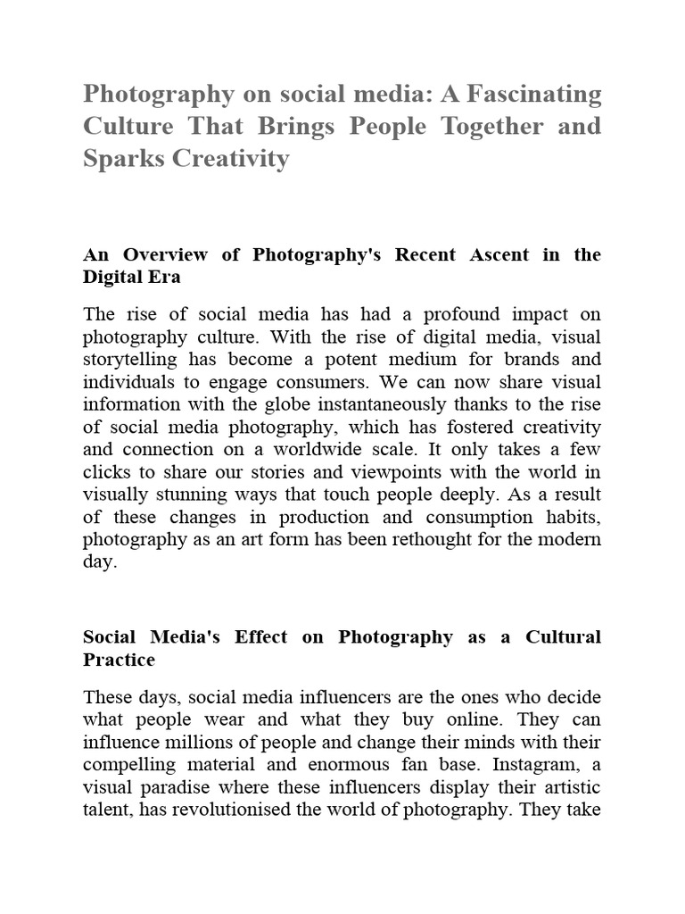 Photography On Social Media: A Fascinating Culture That Brings People ...