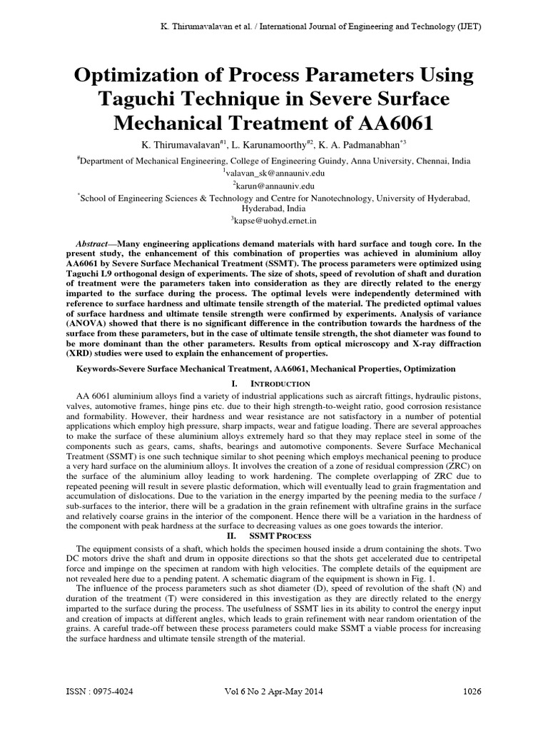 Optimization of Process Parameters Using Taguchi T | PDF | Crystallite | Analysis Of Variance