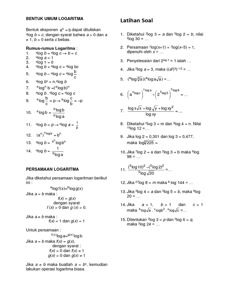 Latihan Soal LOGARITMA | PDF | Metode & Bahan Ajar