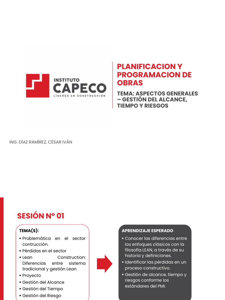 Planificación Sesión 01 | PDF | Lean Manufacturing | Planificación
