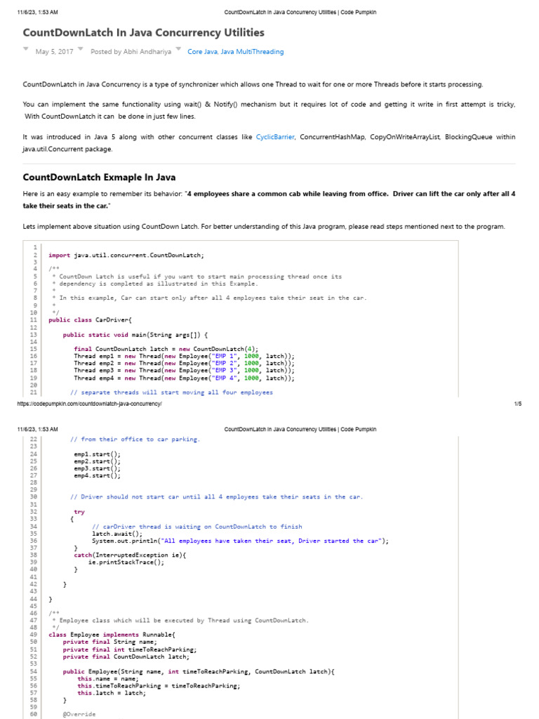 CountDownLatch Vs CyclicBarrier | PDF | Thread (Computing) | Queue (Abstract Data Type)