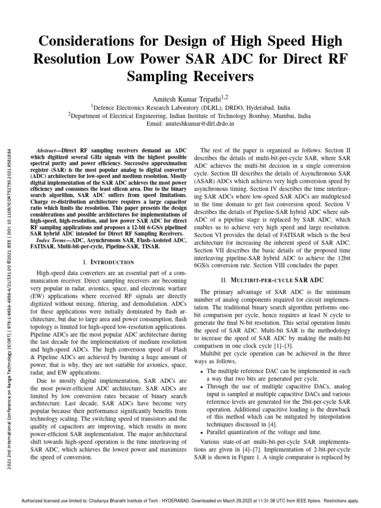 Considerations For Design of High Speed High Resolution Low Power SAR ...