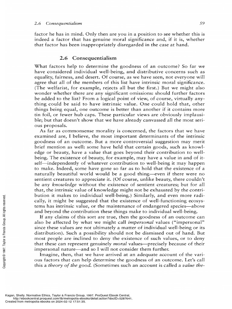 Normative Ethics - (2.6 Consequentialism) | PDF | Utilitarianism | Morality