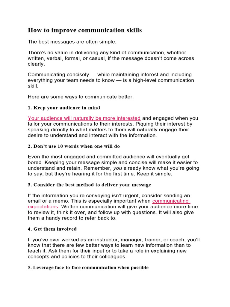 How To Improve Communication Skills | PDF | Communication | Information