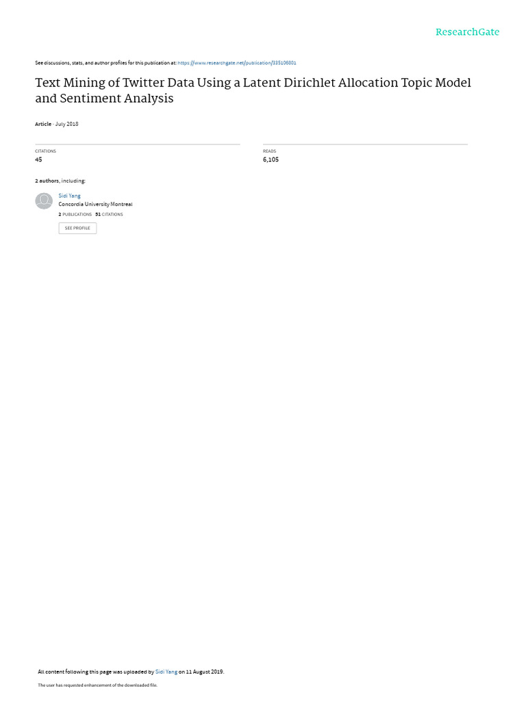 Text Mining of Twitter Data Using A Latent Dirichlet Allocation Topic ...