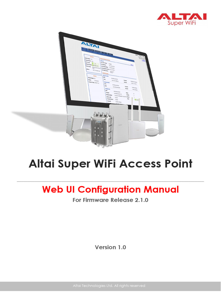 Altai AP Generic Web UI Configuration Manual | PDF | Ip Address | Wireless Lan