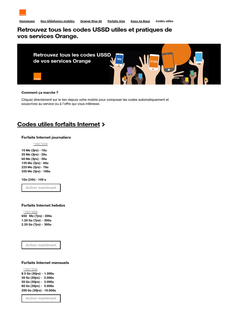 Codes USSD pour services Orange RDC | PDF | Changement technologique ...