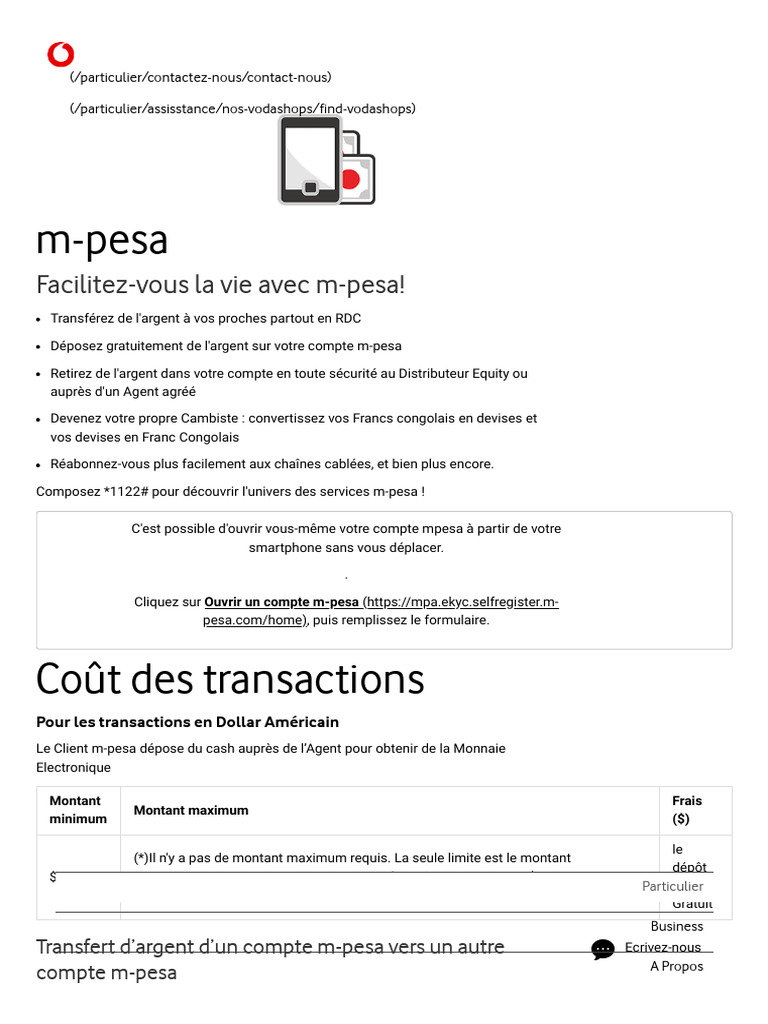 Tarifs et frais m-Pesa RDC 2024 | PDF | Marché (Économie) | Technologie ...