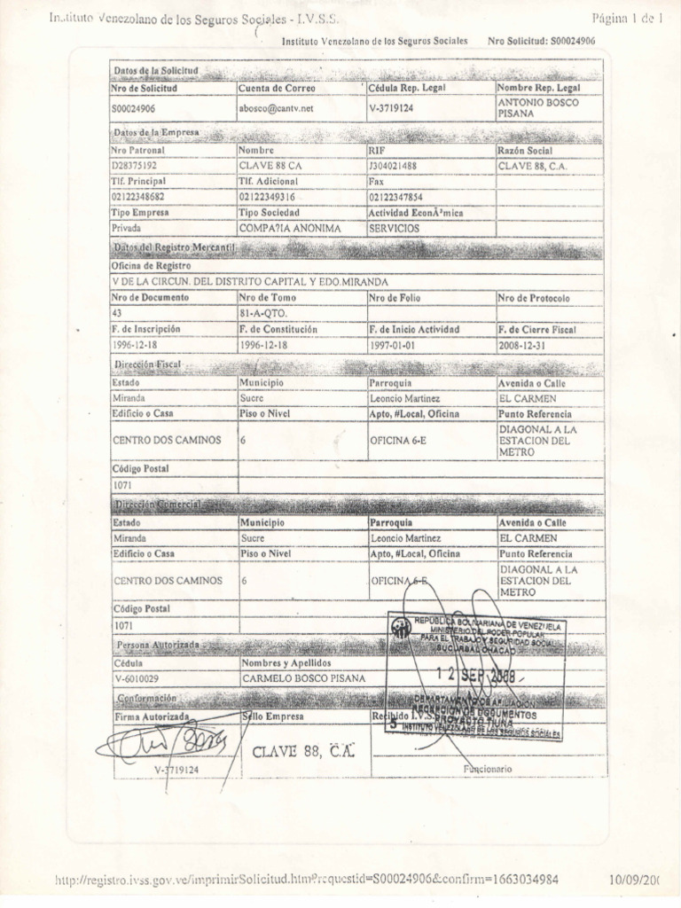 Comprobante de Inscripcion en Ivss - Clave 88 | PDF