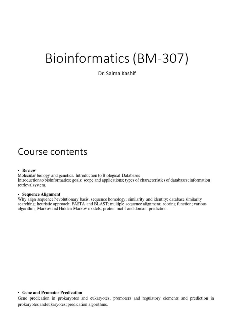 Lecture 1 2 Intro Pdf Bioinformatics Molecular Biology