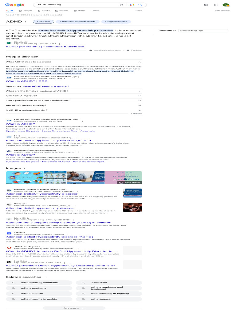 ADHD Meaning - Google Search | PDF | Attention Deficit Hyperactivity ...