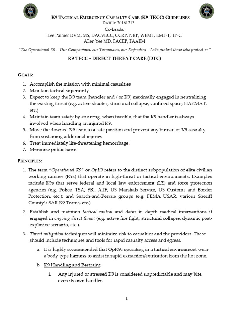 K9 TECC Guidelines | PDF | Thorax | Shock (Circulatory)