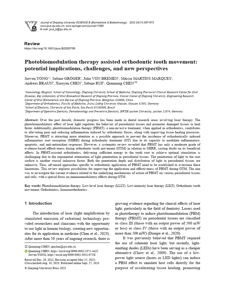 Photobiomodulation Therapy Assisted Orthodontic Tooth Movement | PDF ...