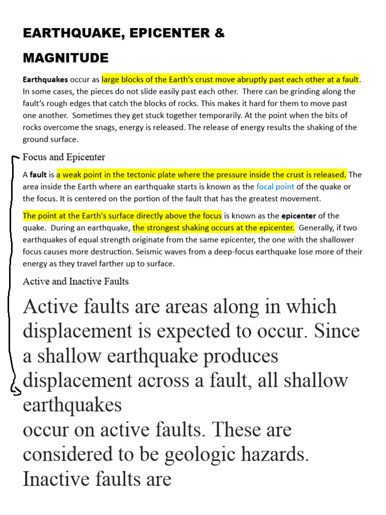 Earthquake, Epicenter - & - Magnitude | PDF