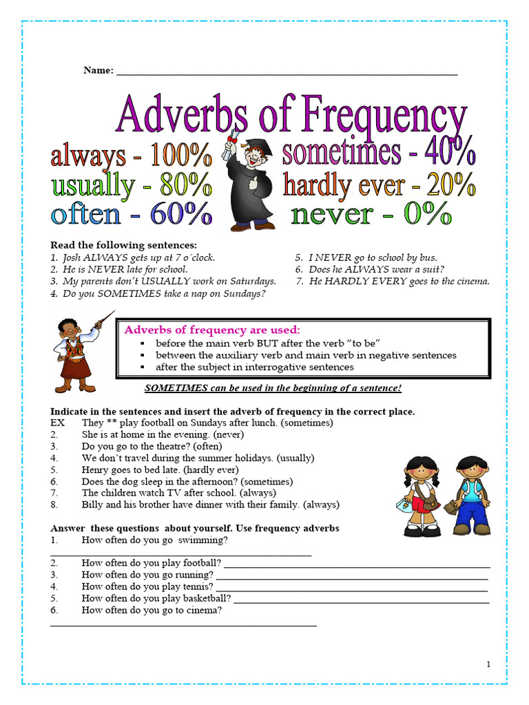 Frequency Adverbs Fun Activities Games - 612 | PDF | Verb | Adverb