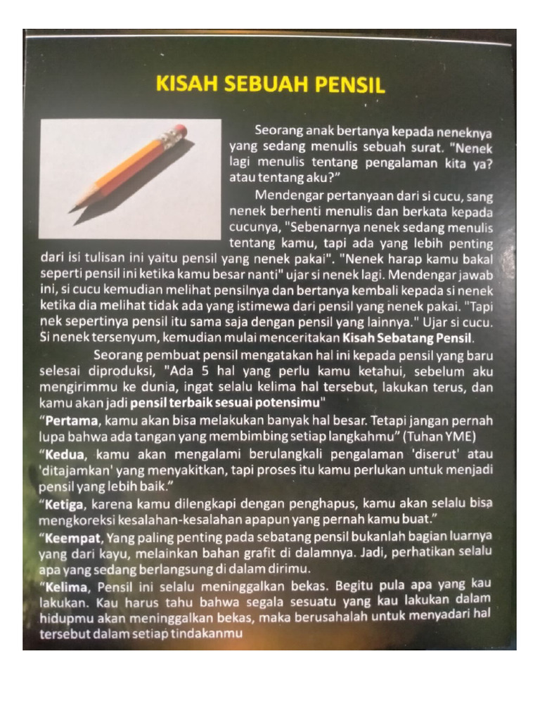 Kisah Sebuah Pensil Pdf